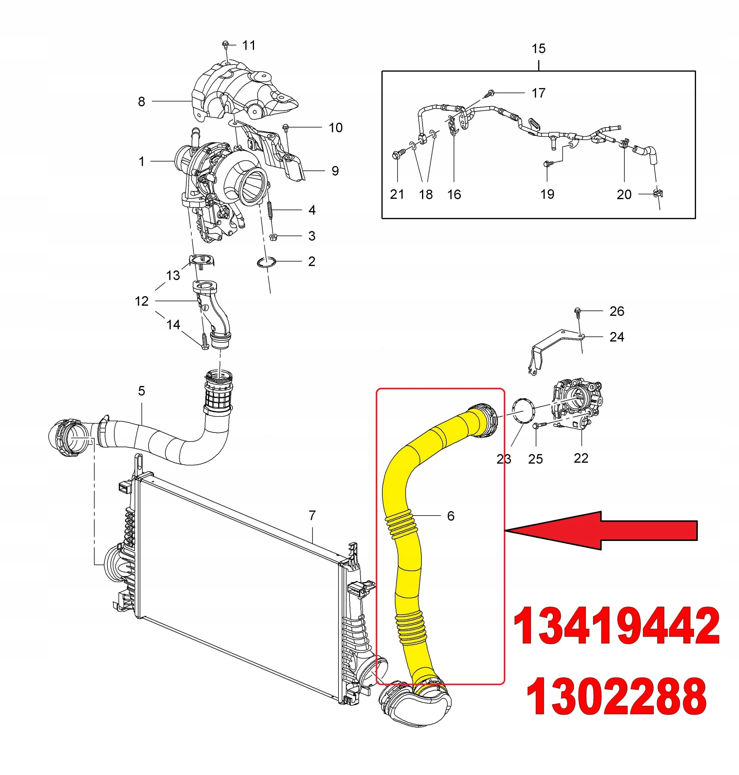 Купить ШЛАНГ ВПУСКНОЙ ТРУБЫ GM OPEL INSIGNIA 13419442 1302288 ...